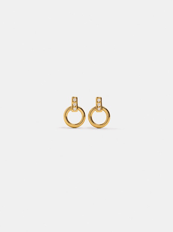 STAINLESS STEEL HOOP EARRINGS WITH CRYSTALS