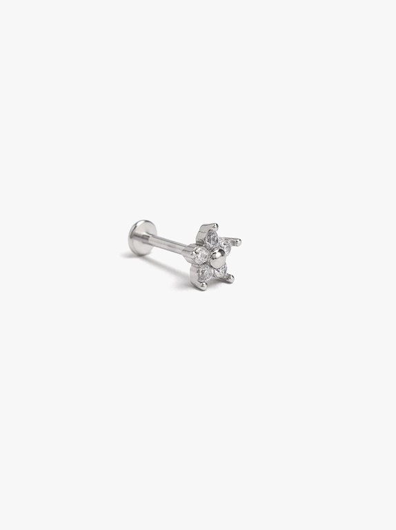 STAR PIERCING WITH CRYSTALS - STAINLESS STEEL