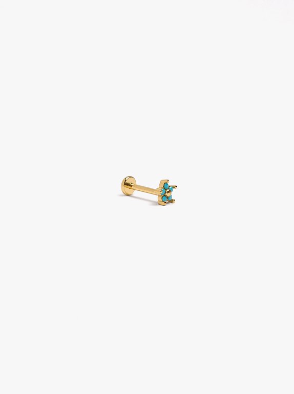 STAR PIERCING WITH CRYSTALS - STAINLESS STEEL