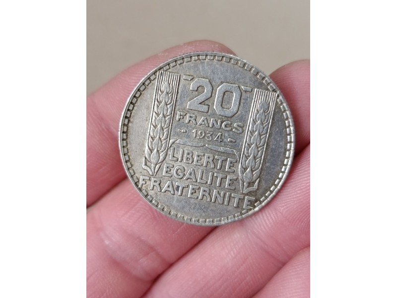 Srebro - 20 Franaka 1934 - Francuska