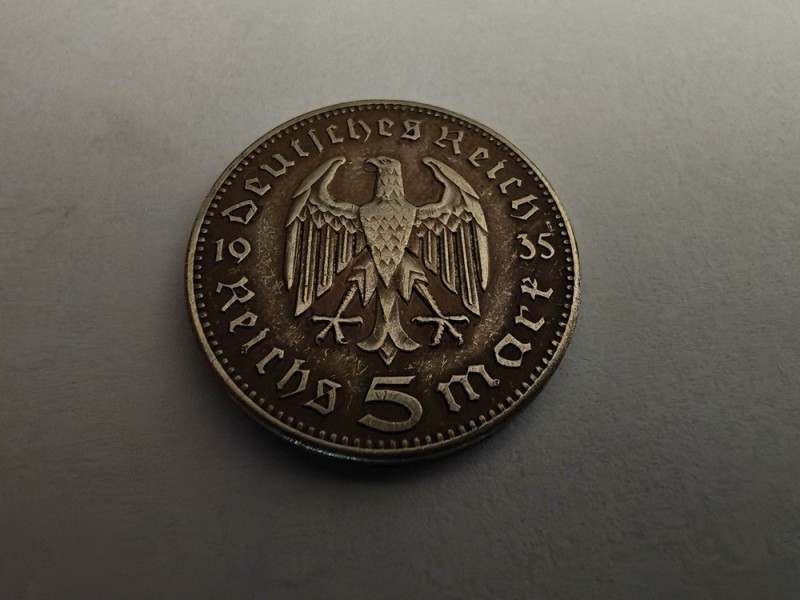 Germany 5 Reichsmark 1935 J - Hindenburg
