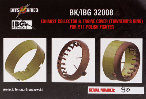 NEW! Bitskrieg 32008 PZL P.11 - Exhaust Collector & Engine Cover Set
