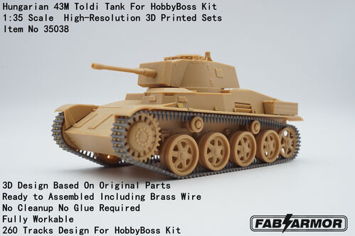 NEW! Fab Scale Fa35038 Hungarian 43M Toldi - Tank Tracks Set (for Hobby Boss Kits / 3D-Printed)
