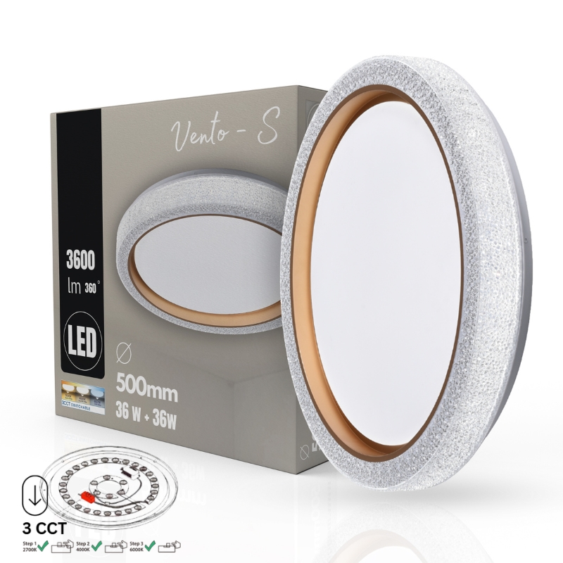 MEGGA, VENTO-S LED PLAFONJERA 36W+36W 3CCT 500MM DMD+GD, 014049