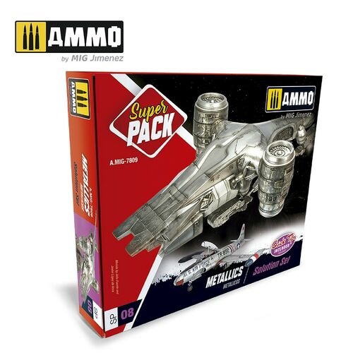 AMMO of Mig Jimenez 7809 Super Pack Metallics Set