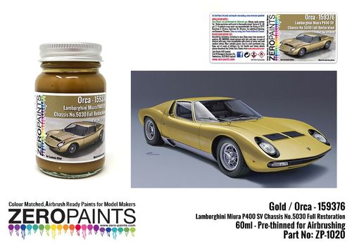 Zero Paints 1020-MIURA 1020 Lamborghini Miura P400 SV Full Restoration Orca (Gold) Matt