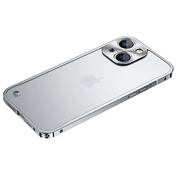 IPHONE 13 METALNI ZAŠTITNI OKVIR SA POLEĐINOM OD PLASTIKE - SREBRNA