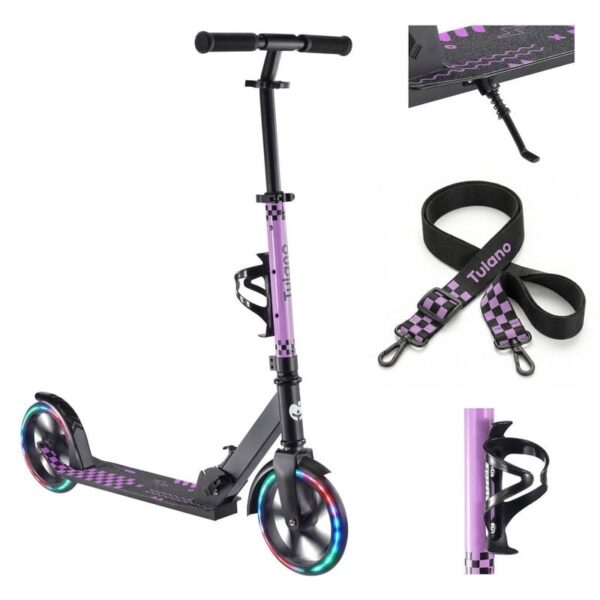 Tulano Zigzag 45 – pink trotinet sa LED točkovima do 100kg (Poklon – Kaiš za nošenje)