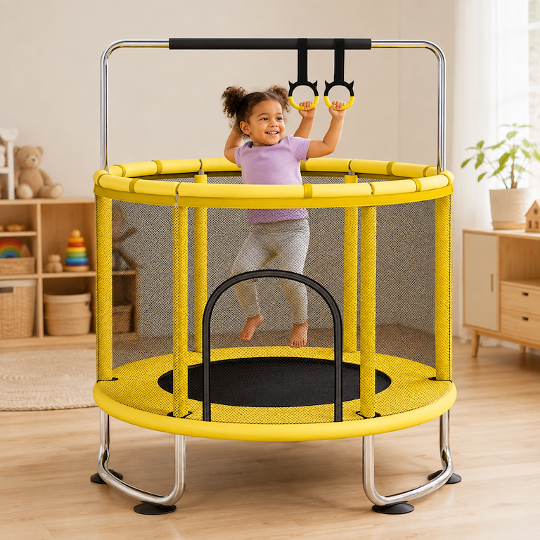 Dečija sobna trambolina Playtime 140cm sa zaštitnom mrežom 845 zuta