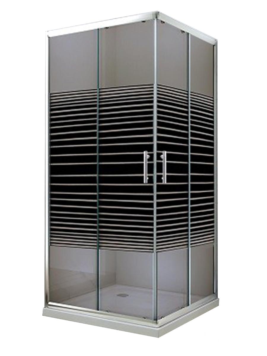 Tuš kabina Stripe srebrni ram 90x90x195cm braon staklo-crne pruge 5mm