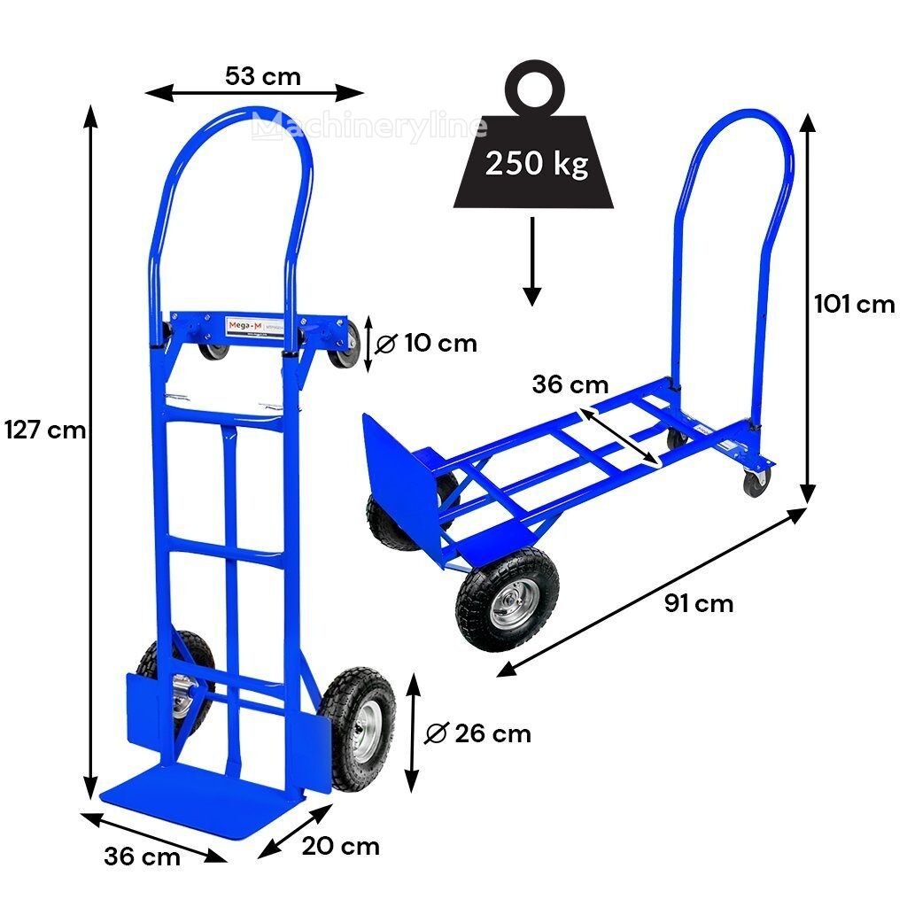 Nova Mega-M Wózek transportowy 2w1 magazynowy młynarka 250kg kolica na dva točka