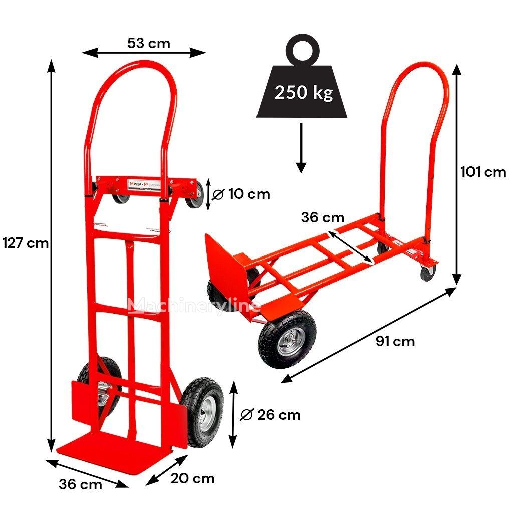 Nova Mega-M wózek transportowy 2w1 magazynowy młynarka taczkowy 250kg kolica na dva točka