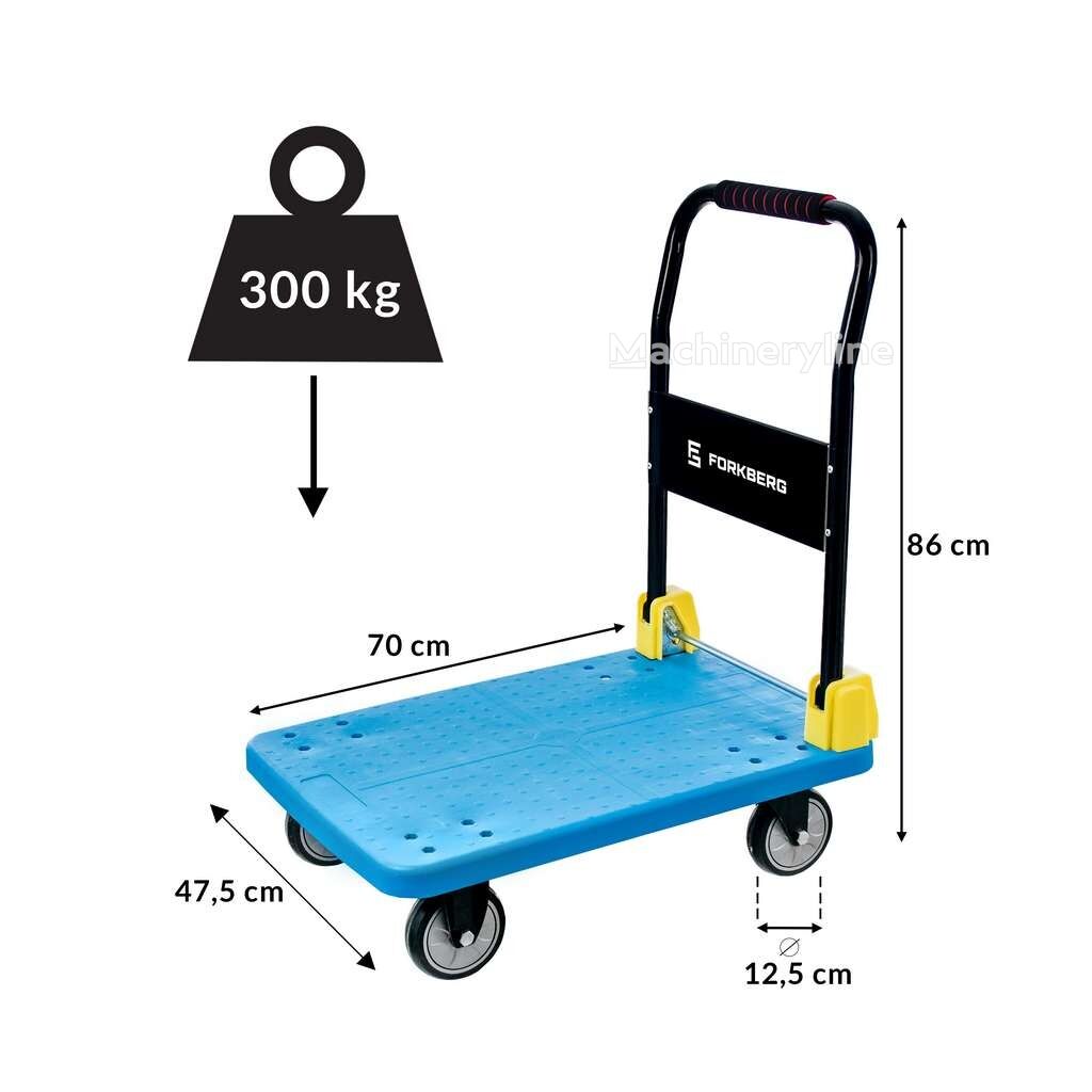 Nova Forkberg Wózek platformowy składany FORKBERG 300kg niebieski kolica sa platformom