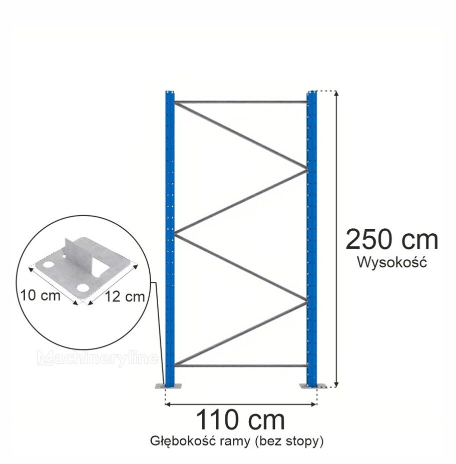 Novi Mega-M Rama Mega-M XR H-250 cm G-110 cm W-8 cm niebieska (w elementach) paletni regal