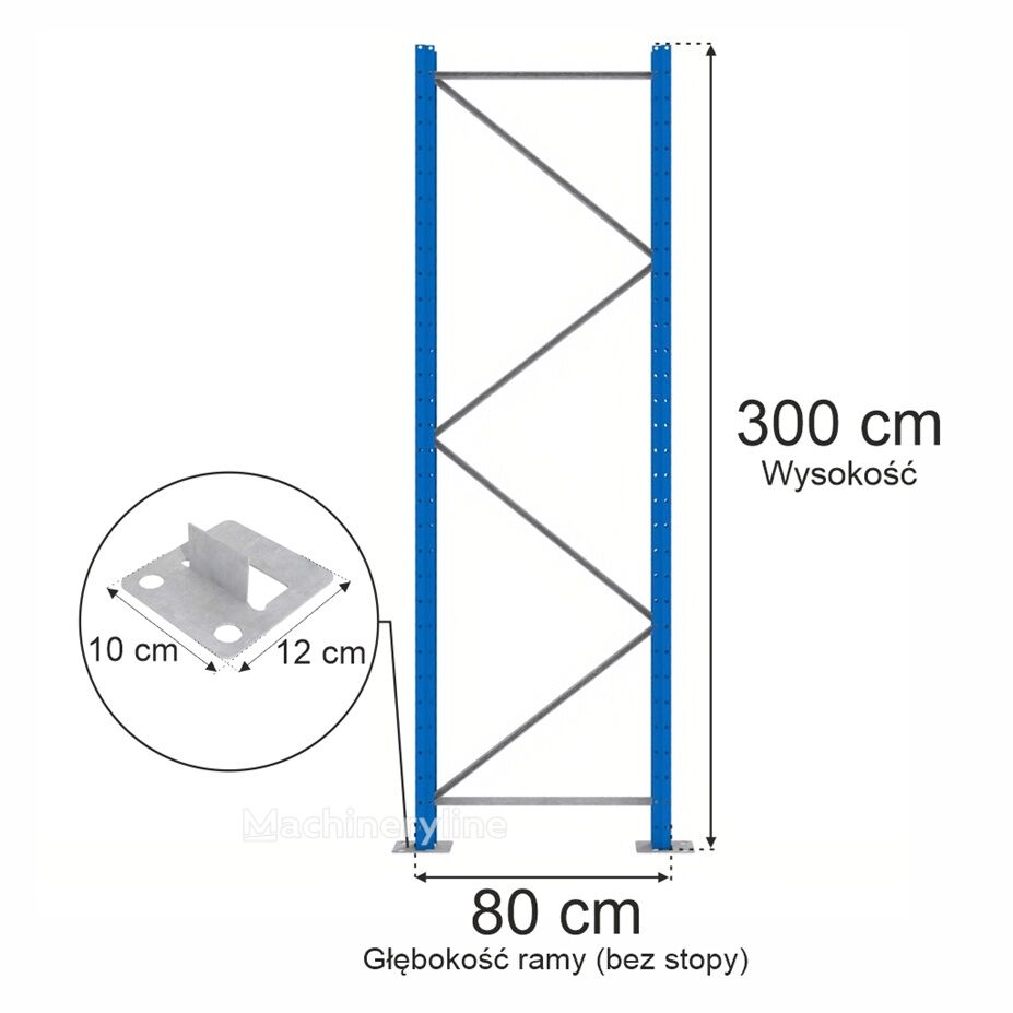 Novi Mega-M Rama Mega-M XR H-300 cm G-80 cm W-8 cm niebieska (w elementach) paletni regal
