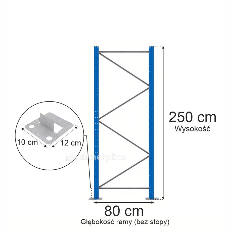 Novi Mega-M Rama Mega-M XR H-250 cm G-80 cm W-8 cm niebieska (w elementach) paletni regal