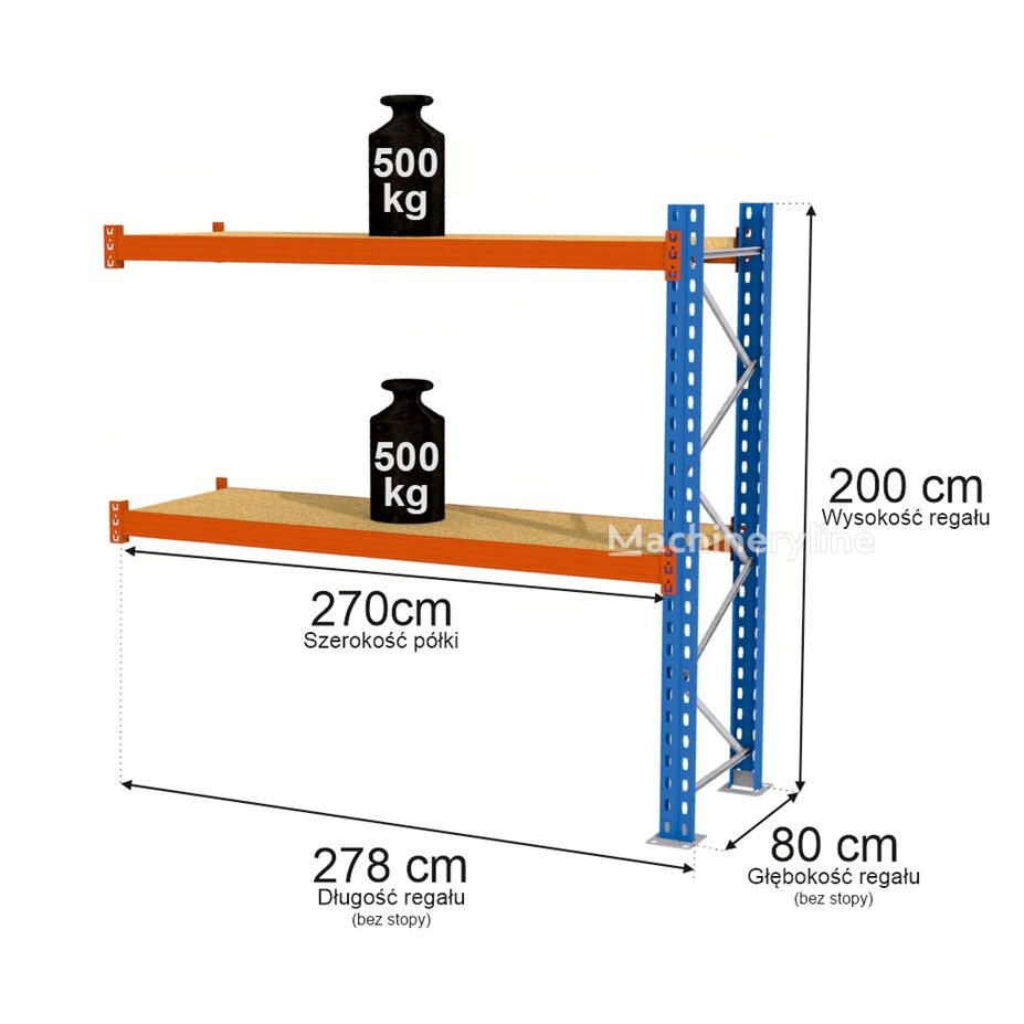 Novi Mega-M Regał magazynowy Mega-M XR H-200 cm L-278 cm G-80 cm 500 kg paletni regal
