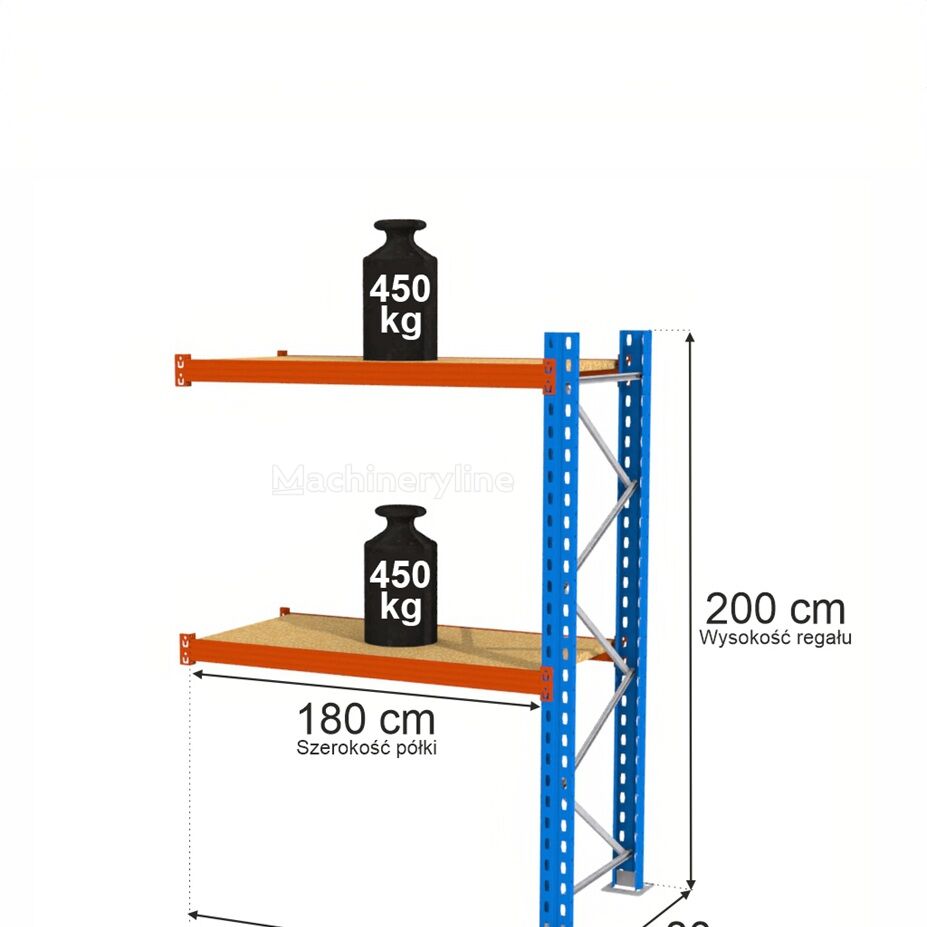 Novi Mega-M Regał magazynowy Mega-M XR H-200 cm L-188 cm G-80 cm 450 kg paletni regal