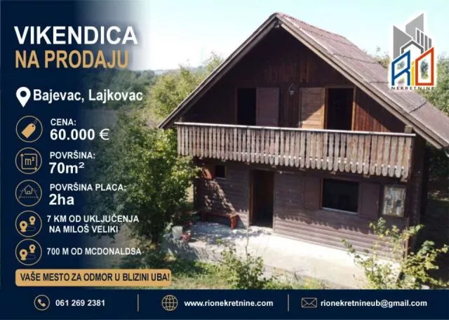 NA PRODAJU! PRELEPA VIKENDICA U BAJEVCU KOD LAJKOVCA!
