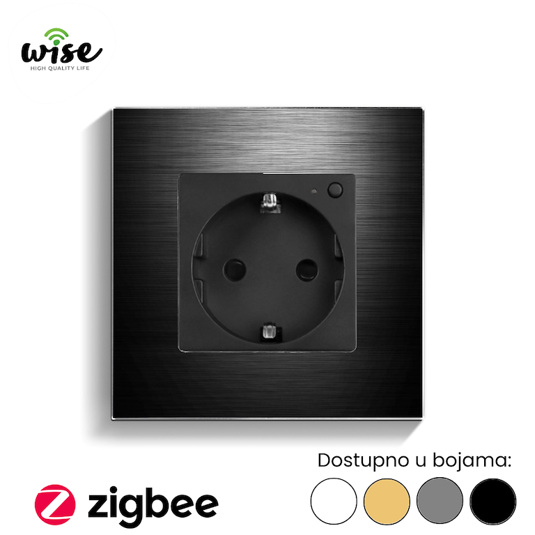 Wise pametna Zigbee utičnica 16A,
ugradna – auminijum