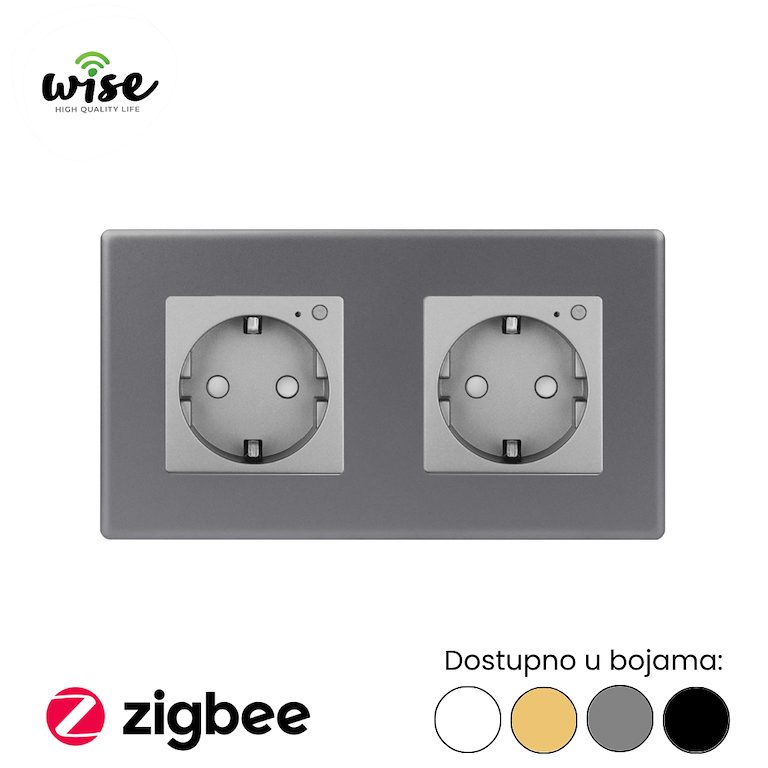 Wise pametna Zigbee utičnica 16A, ugradna,
modularna dupla – PVC panel