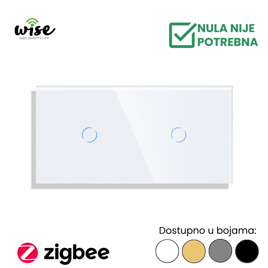 Wise pametni Zigbee prekidač SLW
1t + 1t, staklo