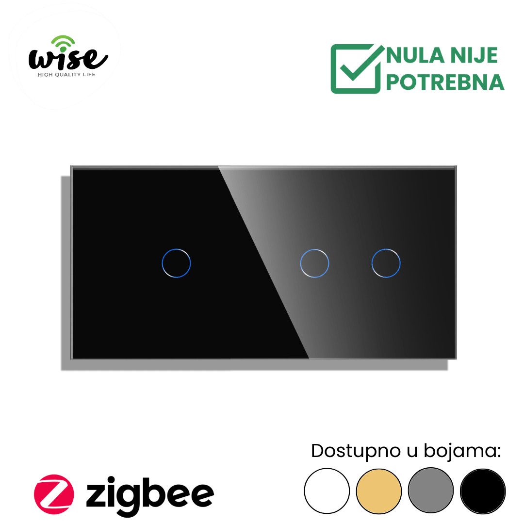 Wise pametni Zigbee prekidač SLW
1t + 2t, staklo