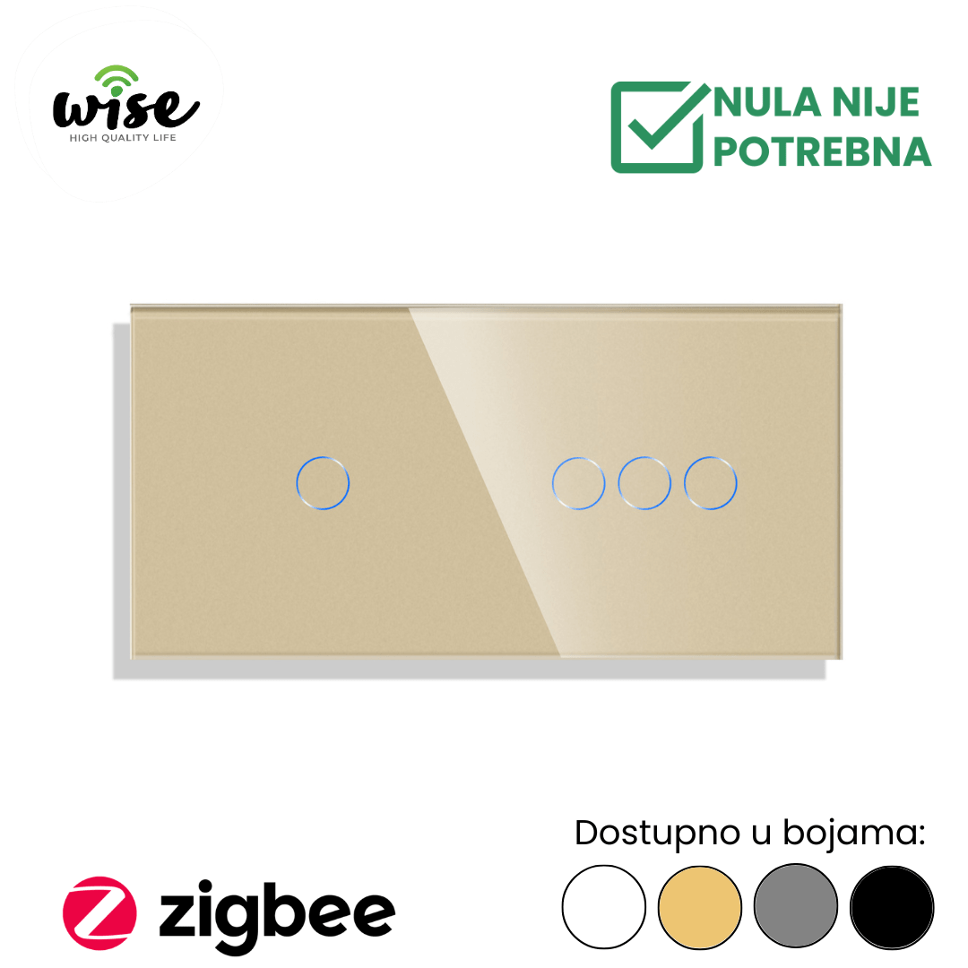 Wise pametni Zigbee prekidač SLW
1t + 3t, staklo