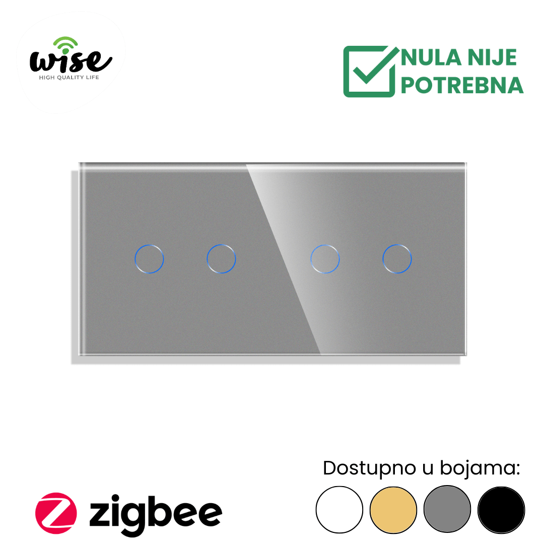 Wise pametni Zigbee prekidač SLW
2t + 2t, staklo