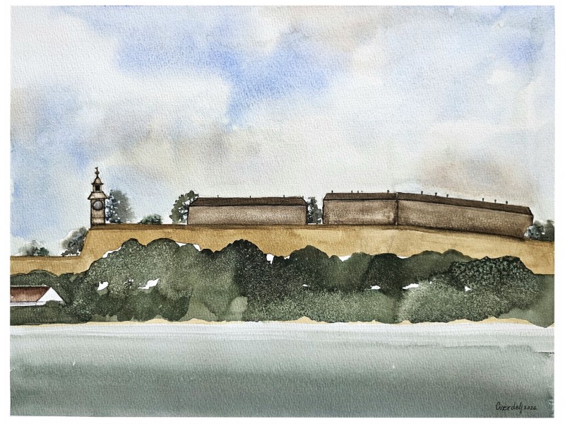 Petrovaradinska tvrđava, akvarel, 42x15cm, sertifikat