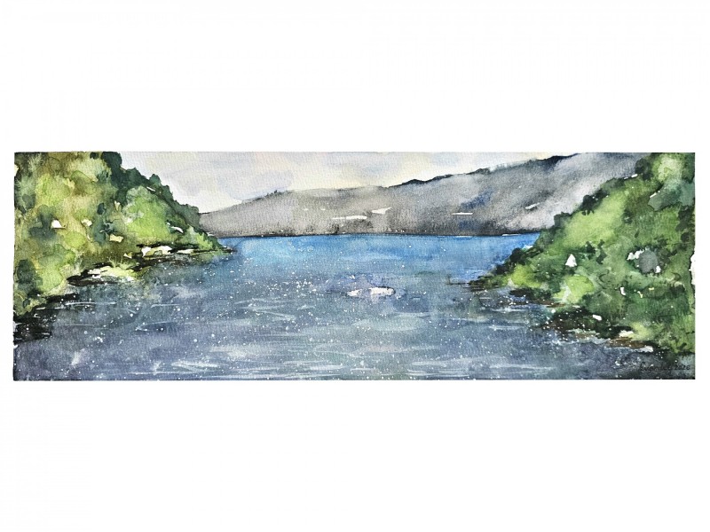 Planinska reka, akvarel, 42x15cm, sertifikat