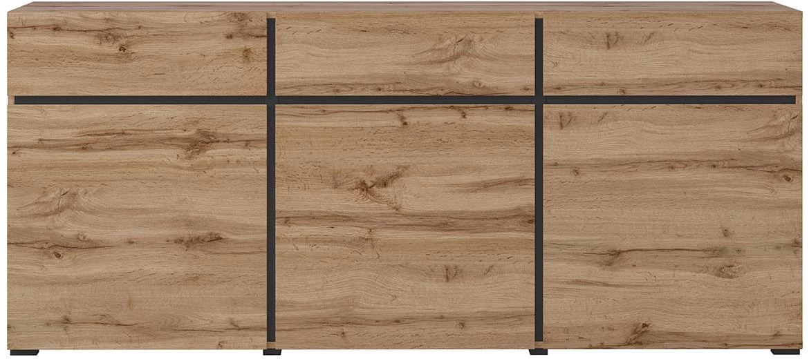 Cross 3d3s komoda 3vrata+3fioke 180x40x78 wotan hrast crna