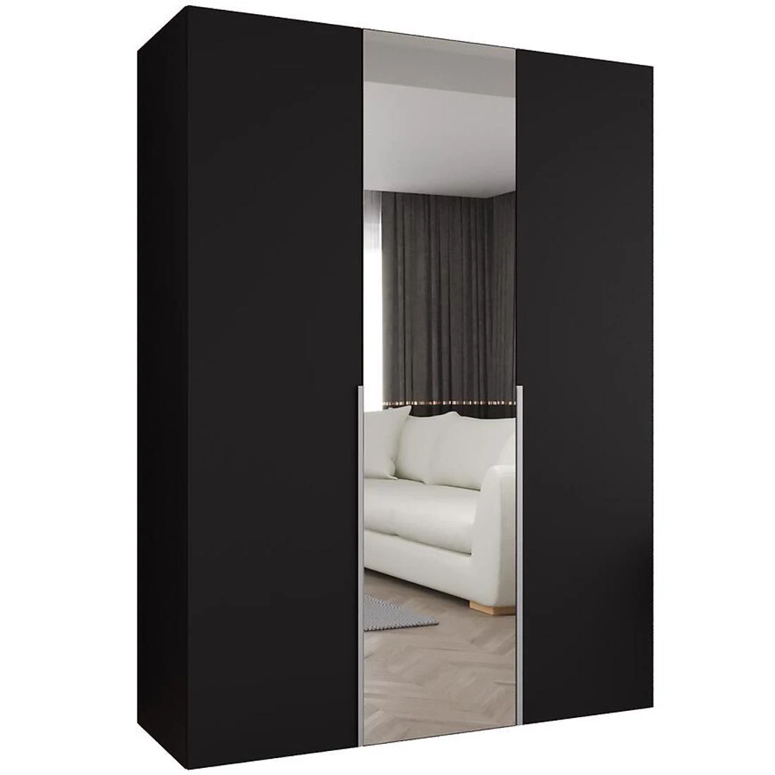 Alicante II garderober 150x50x202 cm crna/srebrna