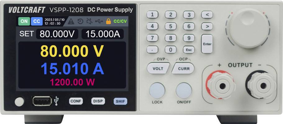 VOLTCRAFT VSPP-1208 19-inčno laboratorijsko napajanje sa podesivim naponom 80 V/DC 30 A 1200 W