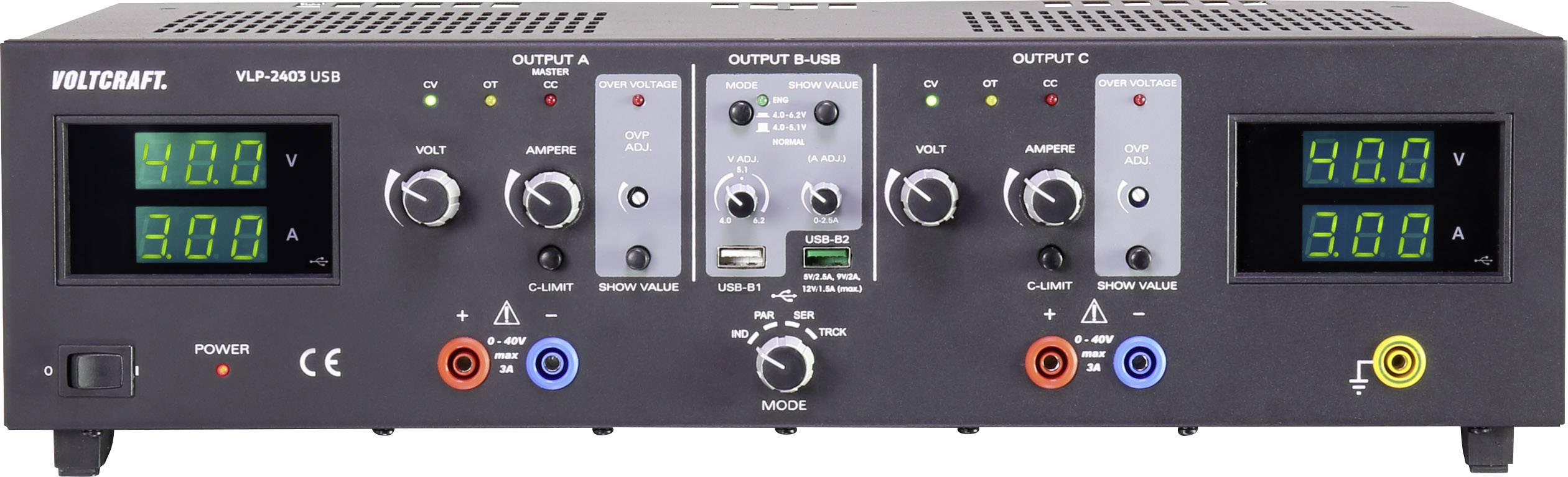 VOLTCRAFT VLP-2403 USB laboratorijsko napajanje sa podesivim naponom 230 V/AC → 40 V 3 A 273 W
