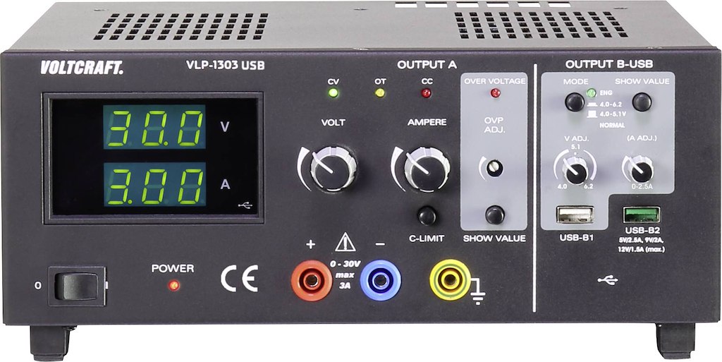 VOLTCRAFT VLP-1303 USB laboratorijsko napajanje sa podesivim naponom 230 V/AC → 30 V 3 A 123 W