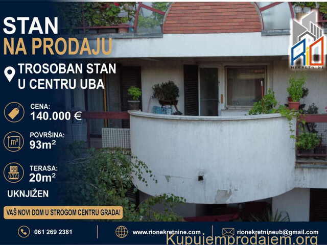 Na prodaju: Trosoban stan u strogom centru Uba