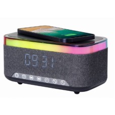 GEMBIRD GEMBIRD DAC-SPKBT-QC15-BK Gembird Digitalni sat+alarm sa bezicnim punjenjem telefona 15W i zvucnikom, FM, BT