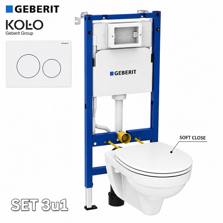 GEBERIT SET KOLO IDOL BELA TIPKA DELTA 20 WC ŠOLJA KONZOLNA SA SOFT-CLOSE DASKOM