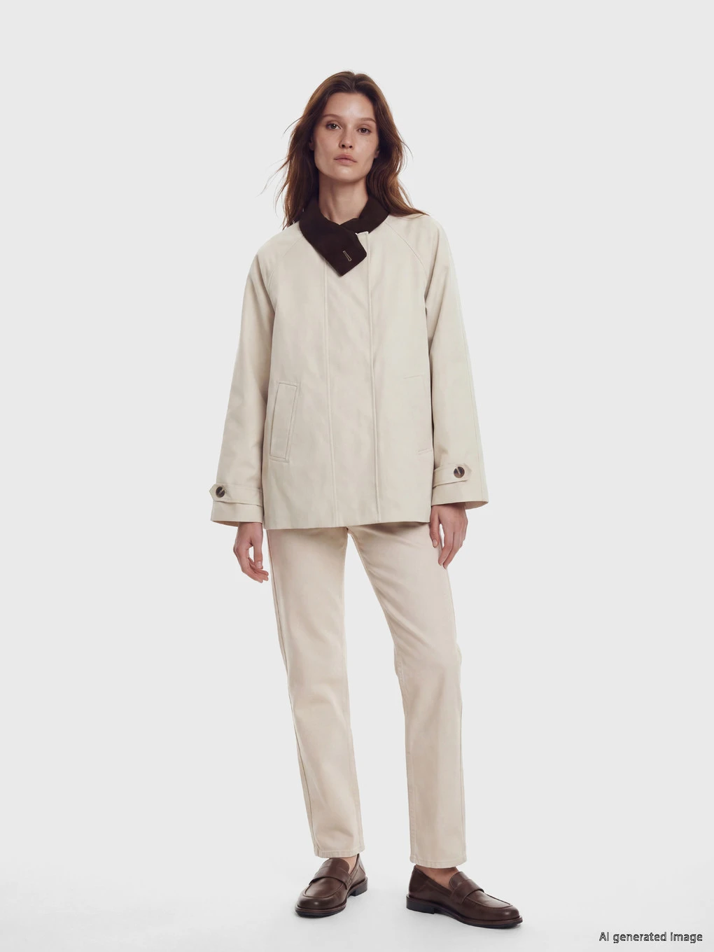 LCW Modest Asimetrični Košulja Kragna Oversize Ženski Mantil