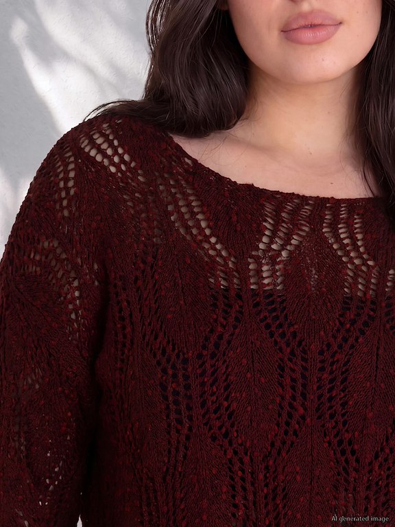 LCW Curve Plus Size Rupičasti Ženski Džemper Od Trikotaže