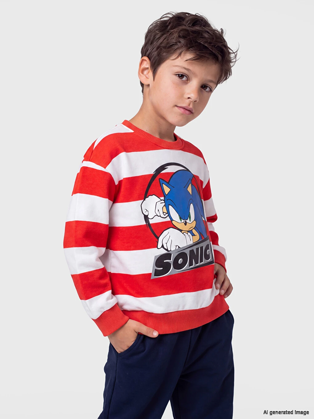 LCW Kids Sonic Prugasti Komplet Za Dečake Sa Printom