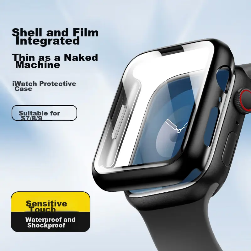 Mashi Zaštita stakla za pametni sat + Zaštitna maska za pametni sat za Apple Watch, Crna