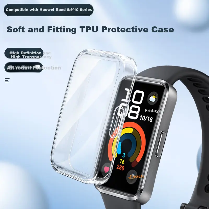 Binghong Zaštitno kućište za pametni sat + Zamenska narukvica za pametni sat za Huawei Band, Providna
