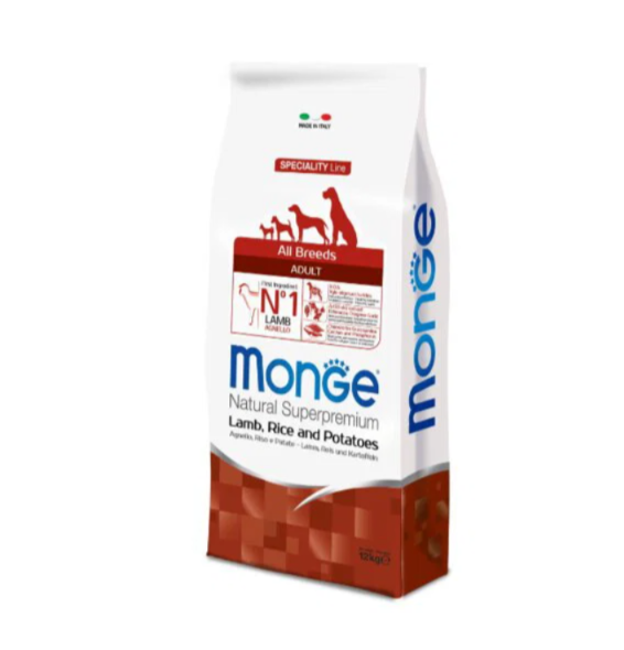 Monge Dog Adult All breeds Monoprotein Jagnjetina&Riza 12kg
