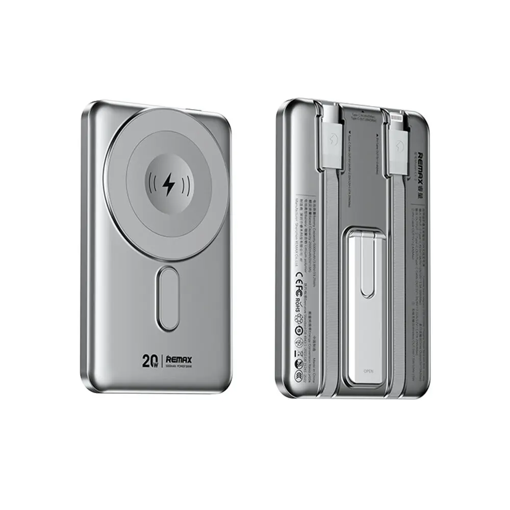 Remax Power bank Magsafe CX-1, 15W, 5000mAh, Srebrne boje