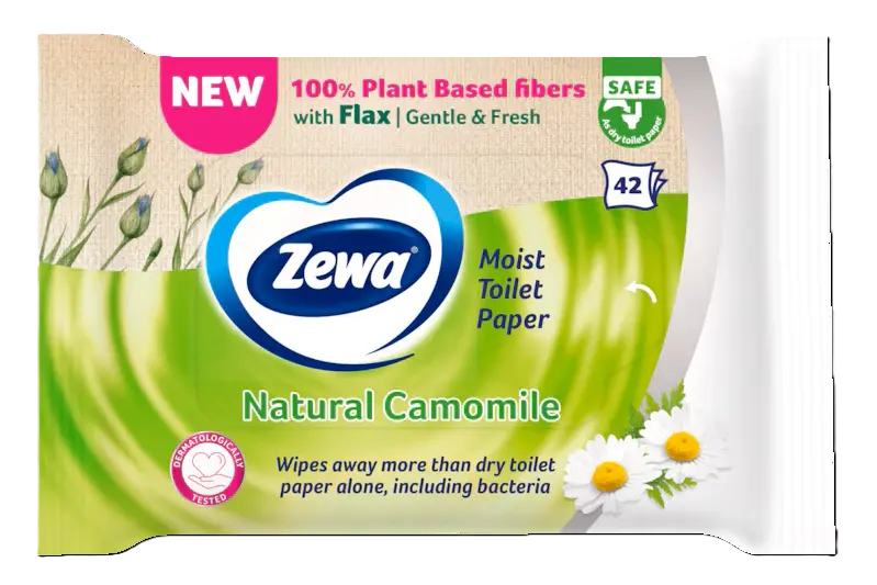 Zewa Vlažni toalet papir Moist Camomile, Sa vlaknima lana, 42 komada