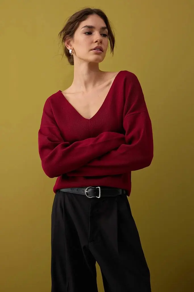 Trendyol Milla ženski duks Twoaw26Kz00069, burgundac-bordo