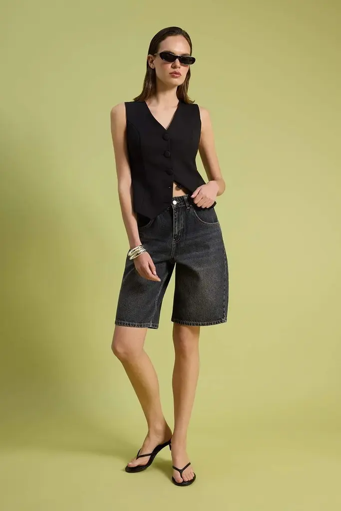 Trendyol Milla ženski šorts Twoss26Sr00106, antracit-siva
