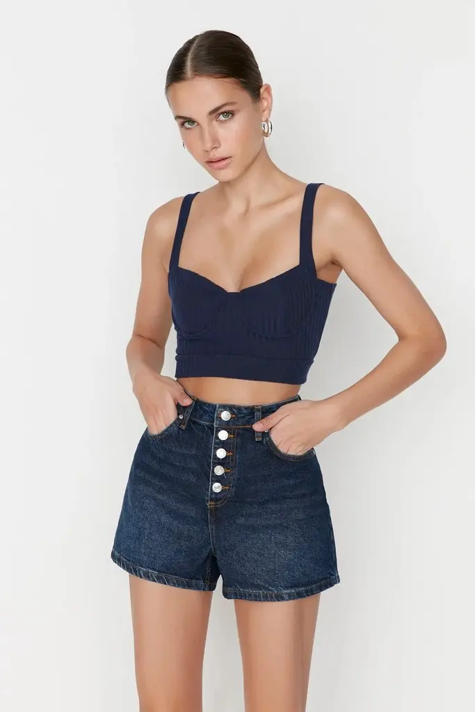 Trendyol Milla ženski šorts Twoss22Sr00112, Tamno plava-Plava